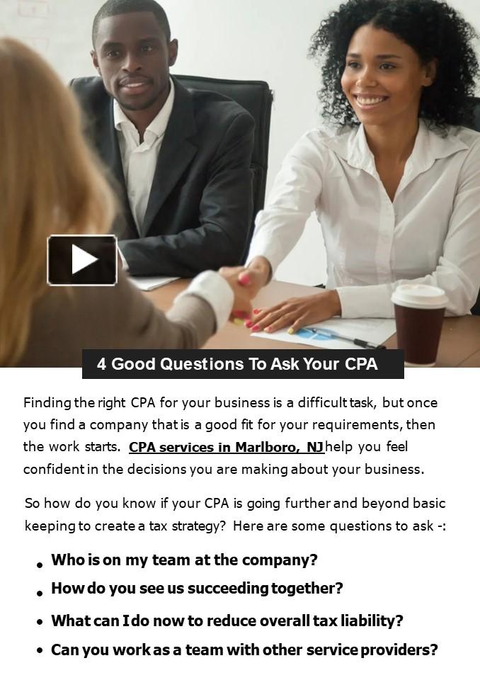 4 Good Questions To Ask Your CPA presentation | free to download