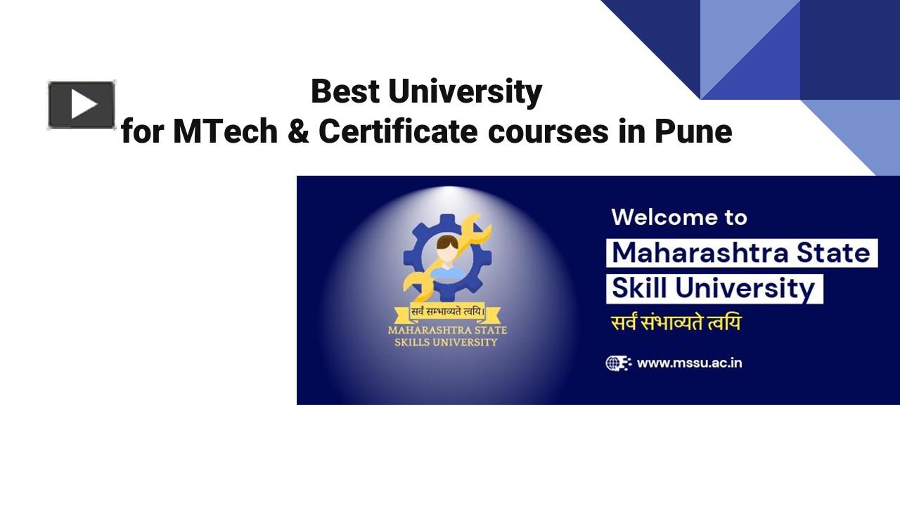 Best University for MTech in Pune presentation | free to download