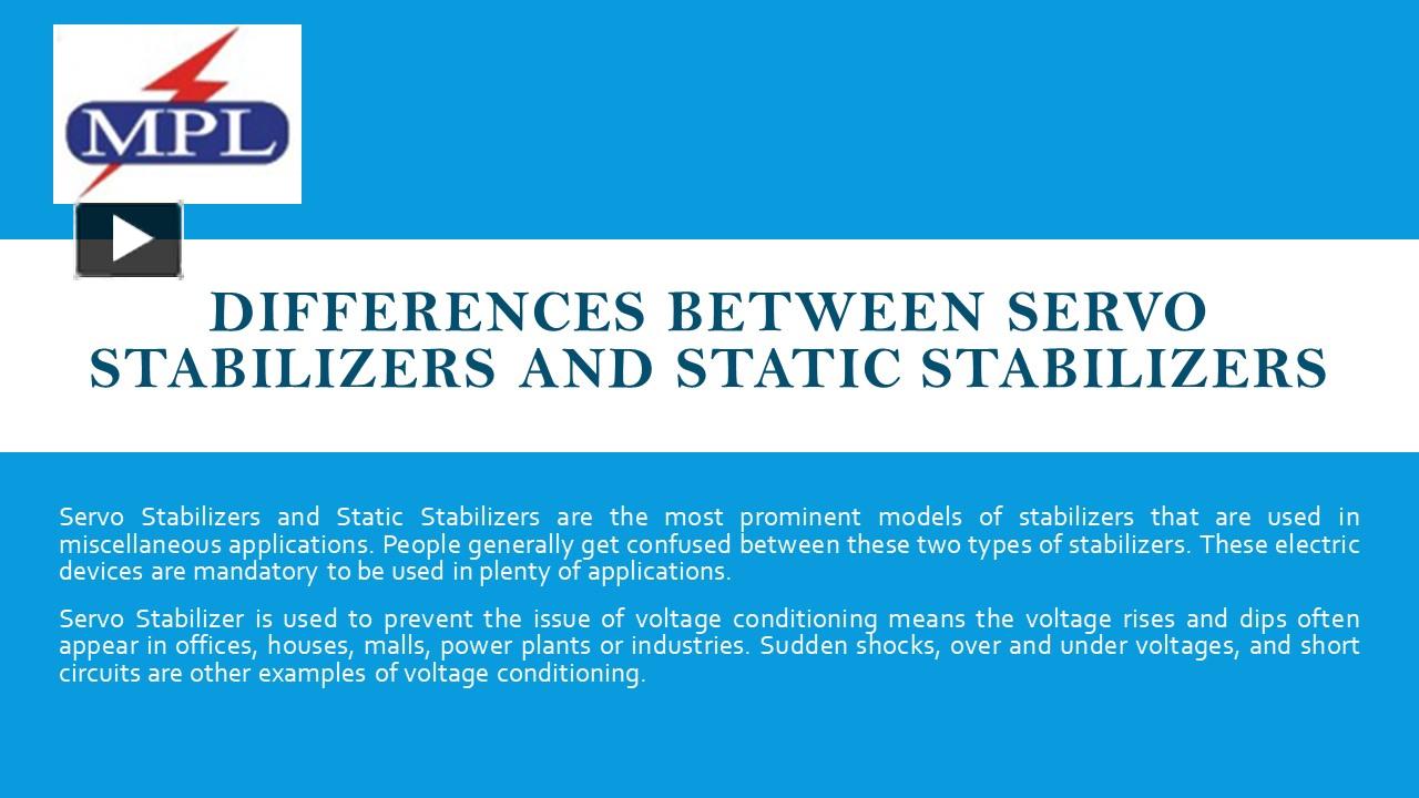 Differences between Servo Stabilizers and Static Stabilizers ...