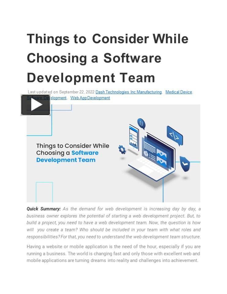 PPT – Things to Consider While Choosing a Software Development Team ...