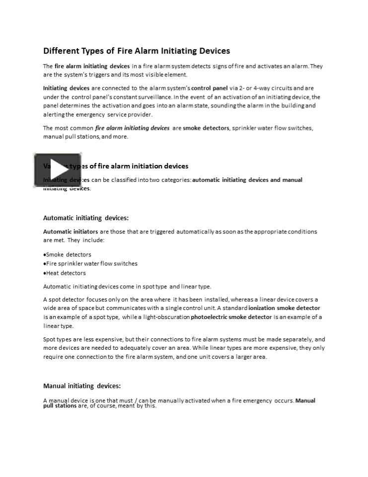 Different Types of Fire Alarm Initiating Devices presentation | free to ...