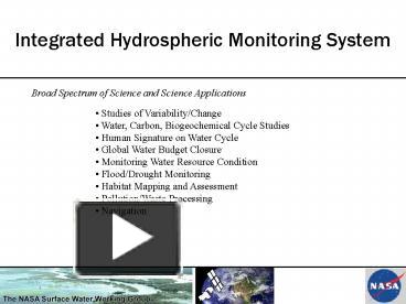 Integrated Hydrospheric Monitoring System presentation | free to view