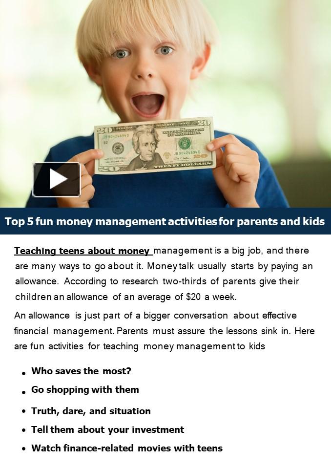 Top 5 fun money management activities for parents and kids presentation ...