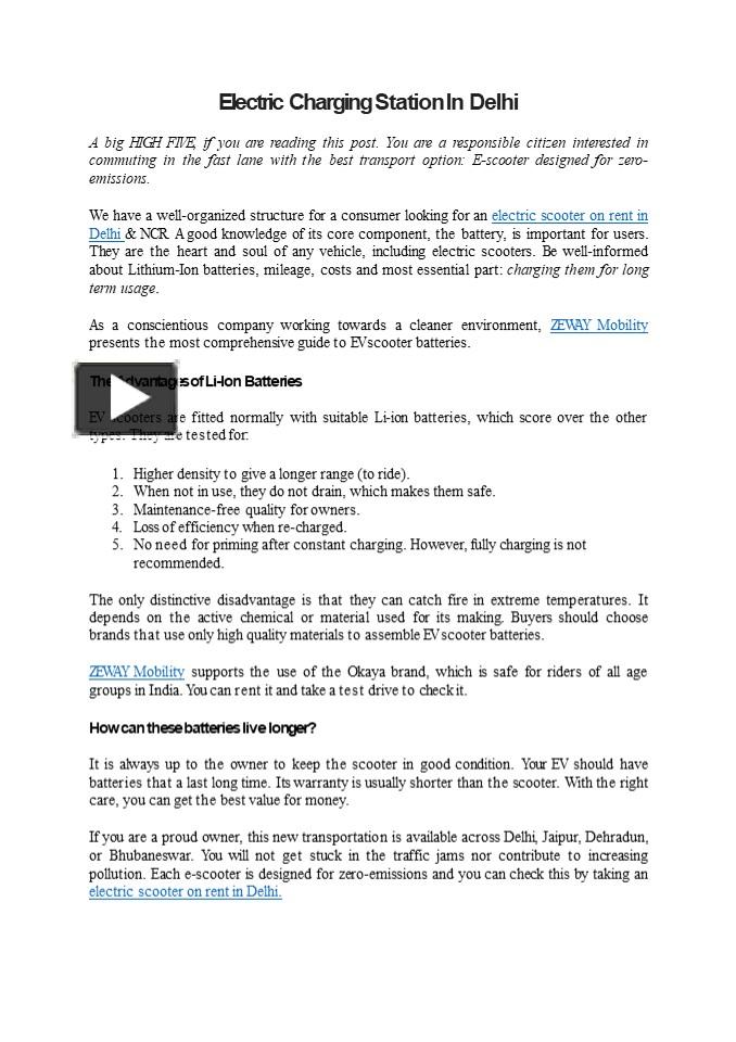 PPT – EV Charging Station in Noida PowerPoint presentation | free to ...