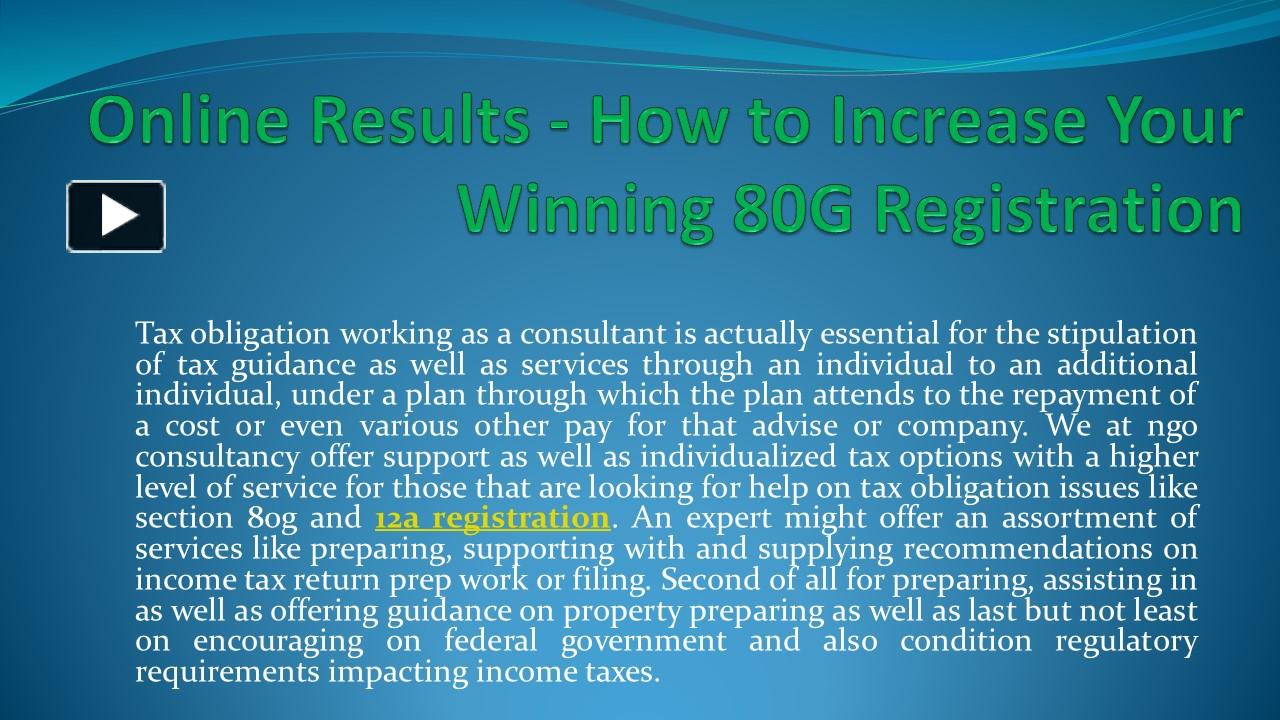 PPT – Leading consultants of 80g registration PowerPoint presentation ...