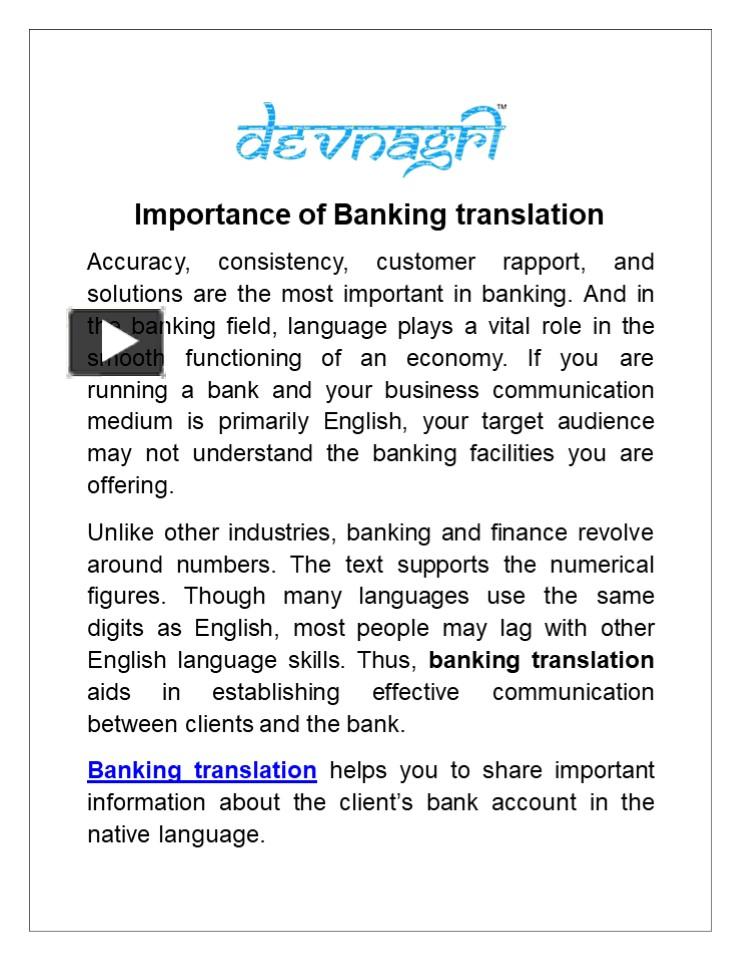 PPT – Importance of Banking translation PowerPoint presentation | free ...