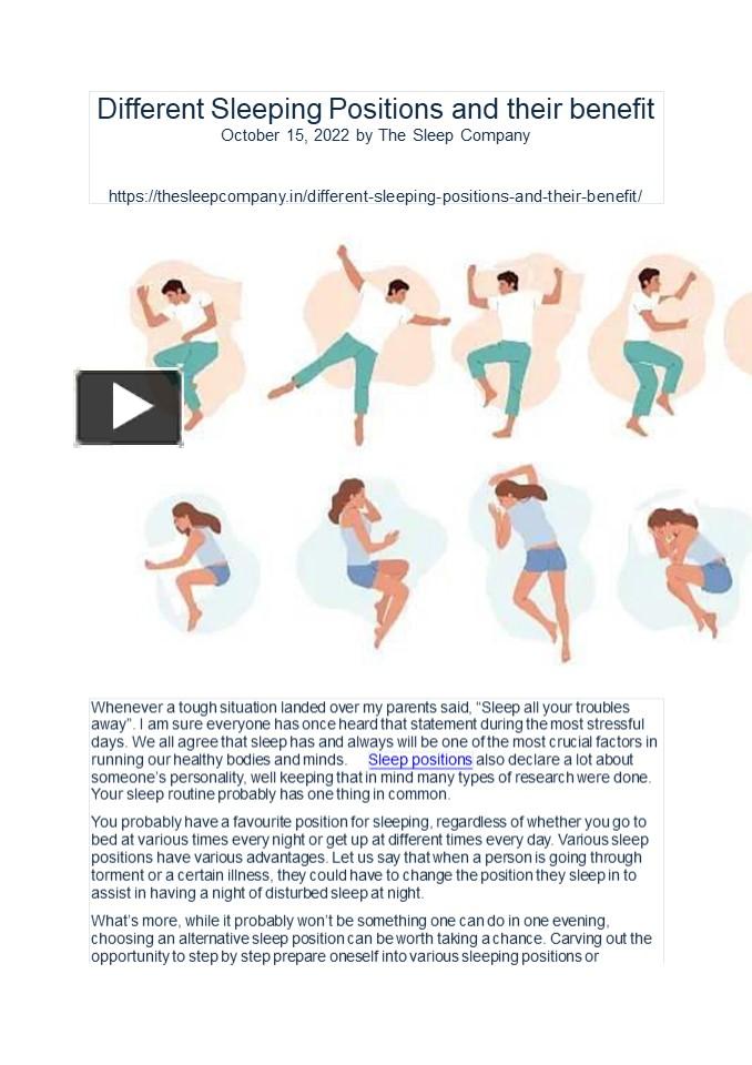 Different Sleeping Positions and their benefit presentation | free to ...