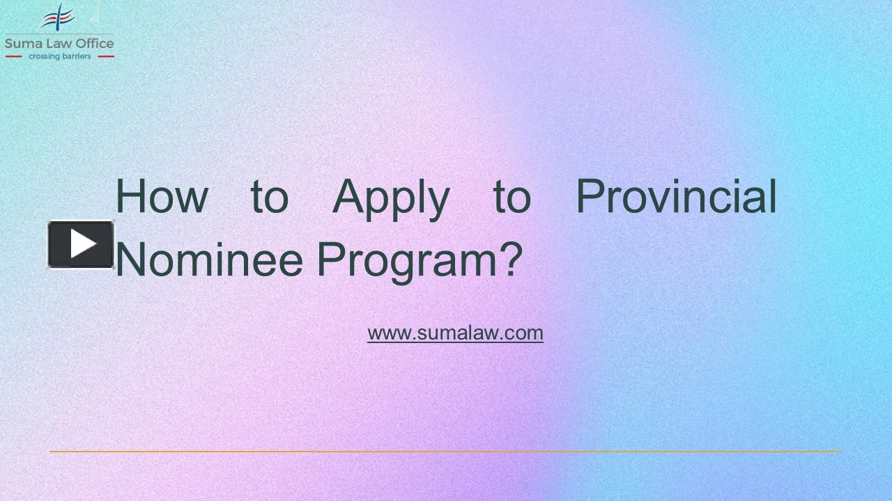 How to Apply in Provincial Nominee Program presentation | free to download