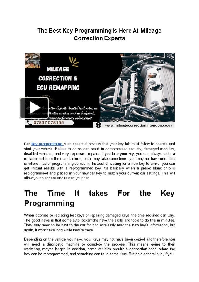 The Best Key Programming Is Here At Mileage Correction Experts ...