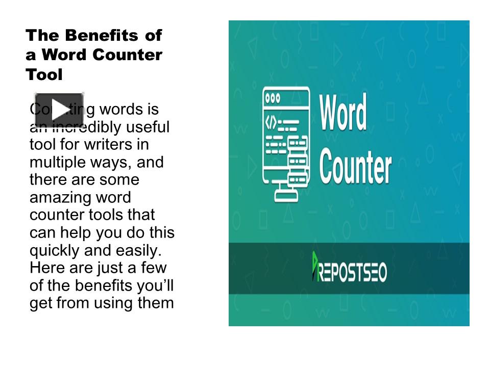The Benefits of a Word Counter Tool presentation | free to download