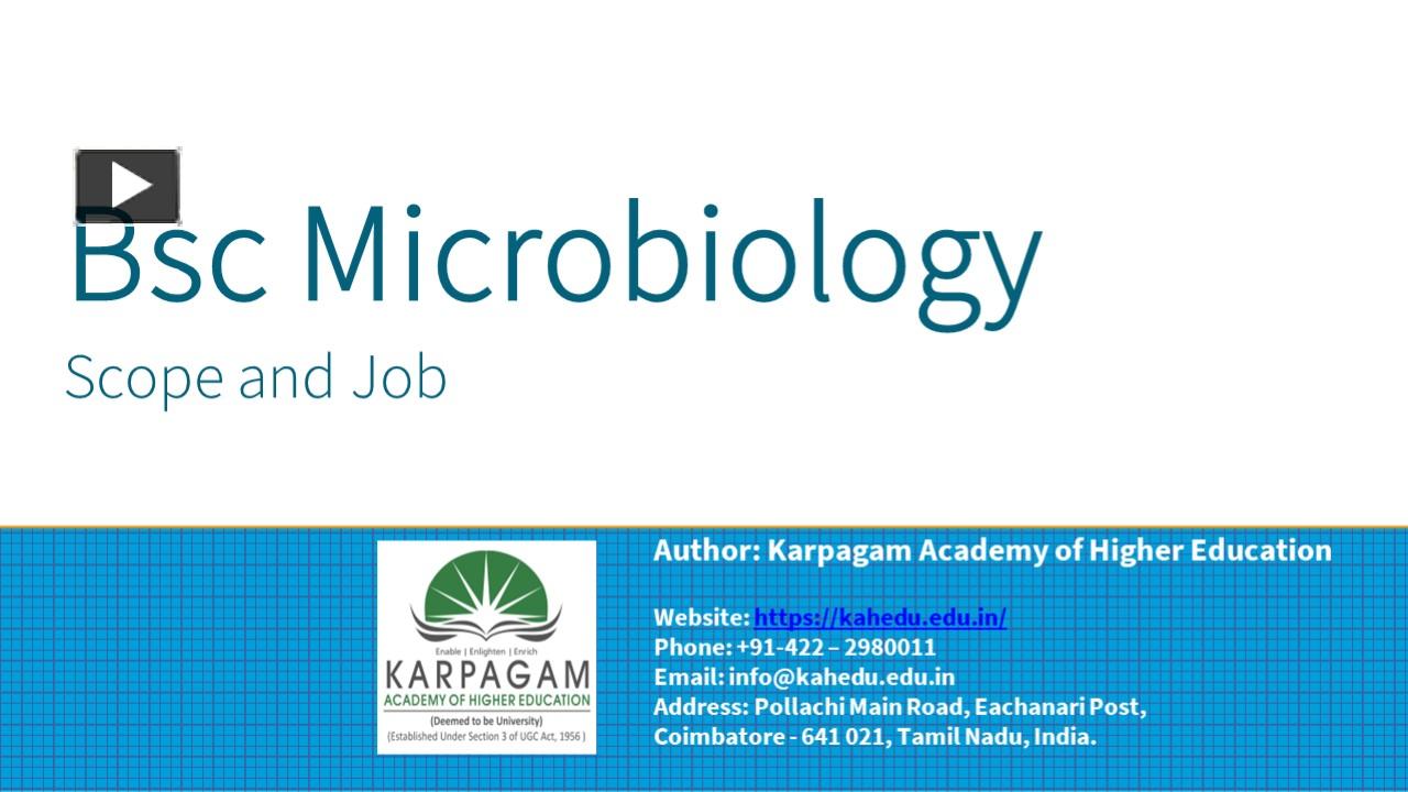 BSc Microbiology - Jobs, Scope and Salary presentation | free to download