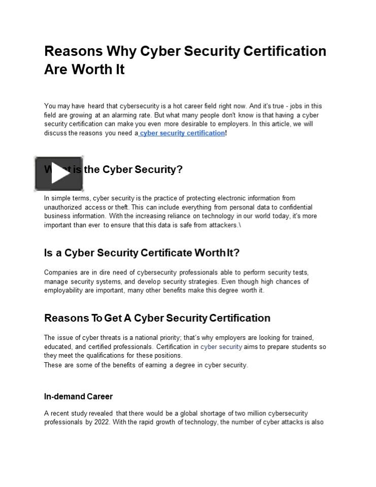 PPT – Reasons Why Cyber Security Certification Are Worth It PowerPoint ...