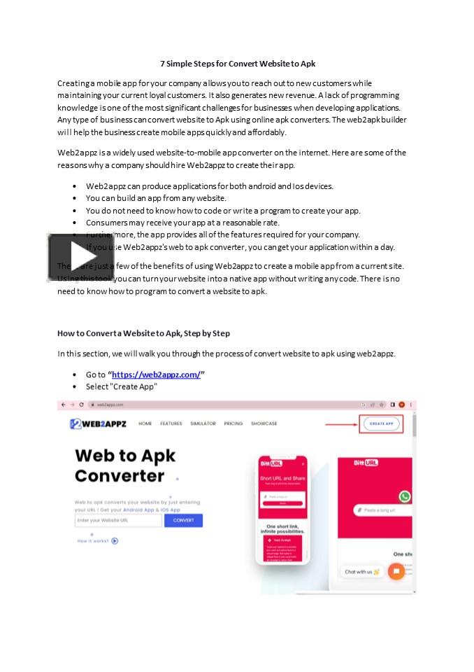 PPT – 7 Simple Steps for Convert Website to Apk - Web2appz PowerPoint ...