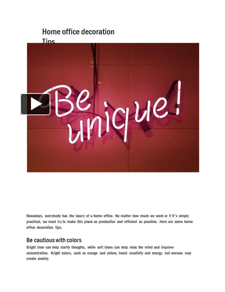 PPT – Home office decoration Tips PowerPoint presentation | free to ...