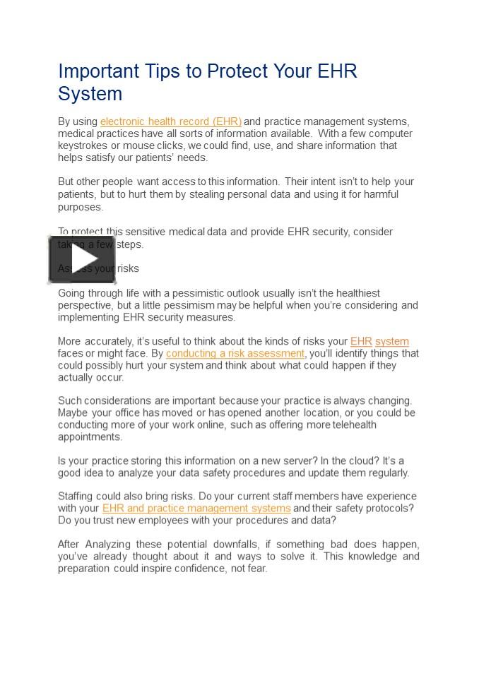 PPT – Important Tips to Protect Your EHR System PowerPoint presentation ...