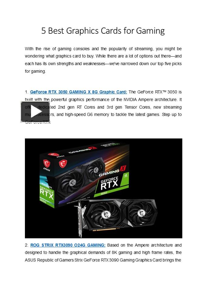 Best Graphics Cards For Gaming presentation | free to download