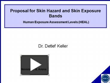 Proposal for Skin Hazard and Skin Exposure Bands Human Exposure ...