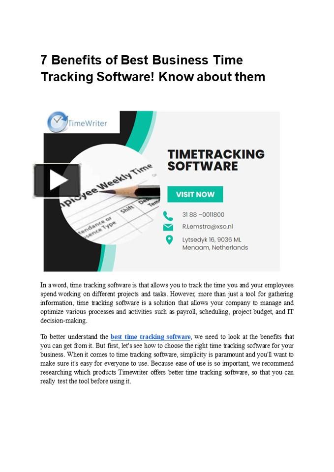 7 Benefits of Best Business Time Tracking Software! Know about them ...