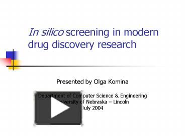 In silico screening in modern drug discovery research presentation ...
