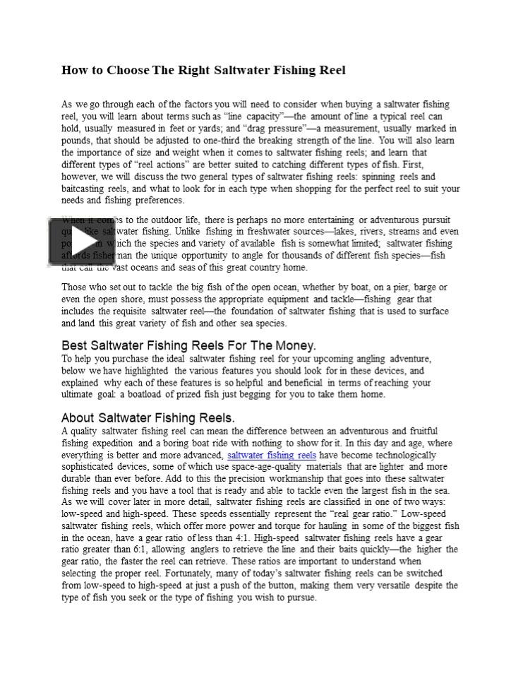 PPT – How to Choose The Right Saltwater Fishing Reel PowerPoint ...