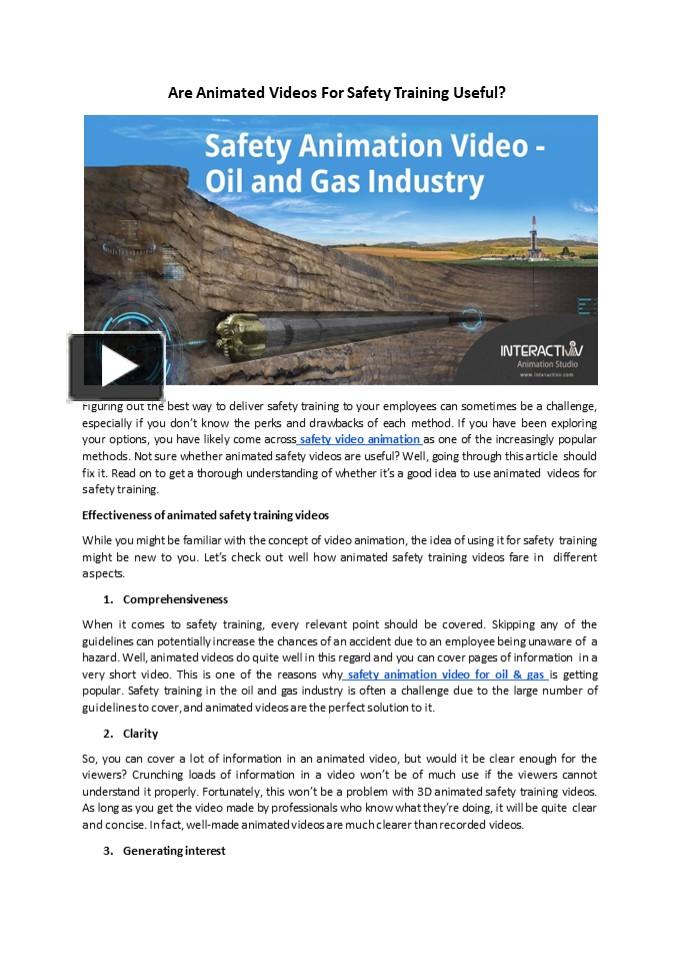 PPT – Are Animated Videos For Safety Training Useful? PowerPoint ...