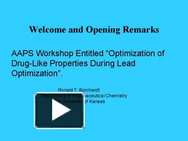 PPT – Welcome and Opening Remarks PowerPoint presentation | free to ...