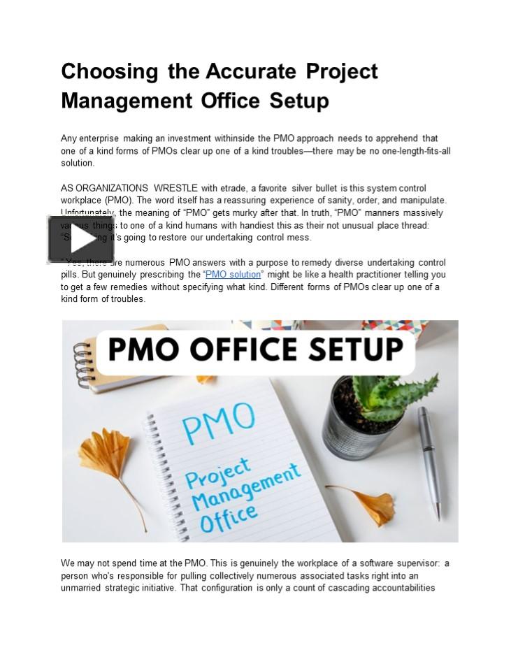 PPT – Choosing the right PMO Setup PowerPoint presentation | free to ...