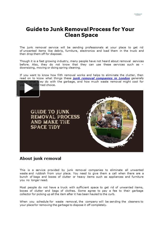 Guide to Junk Removal Process for Your Clean Space presentation | free ...