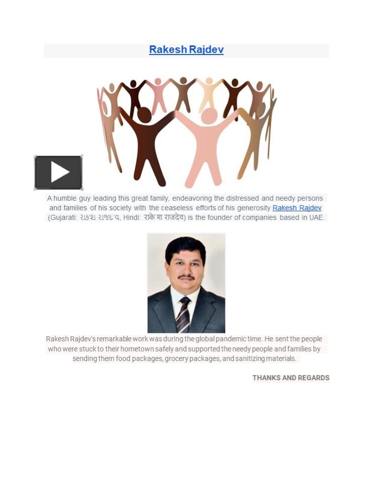 PPT – Rakesh Rajdev And His Service For The Well-Being Of The Society ...