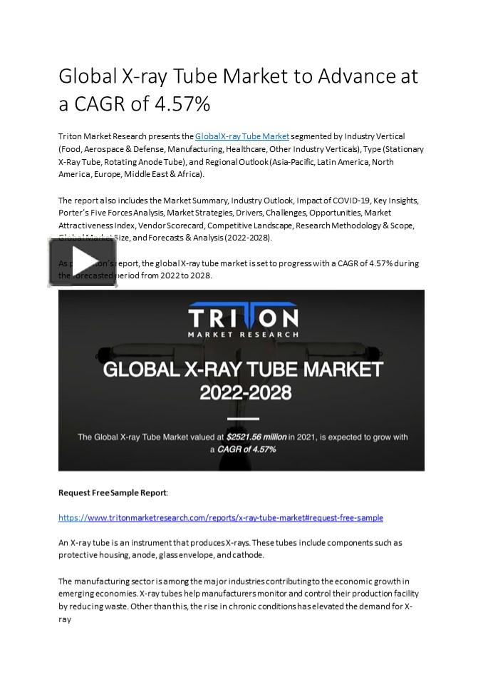 PPT – Global X-ray Tube Market to Advance at a CAGR of 4.57% PowerPoint ...