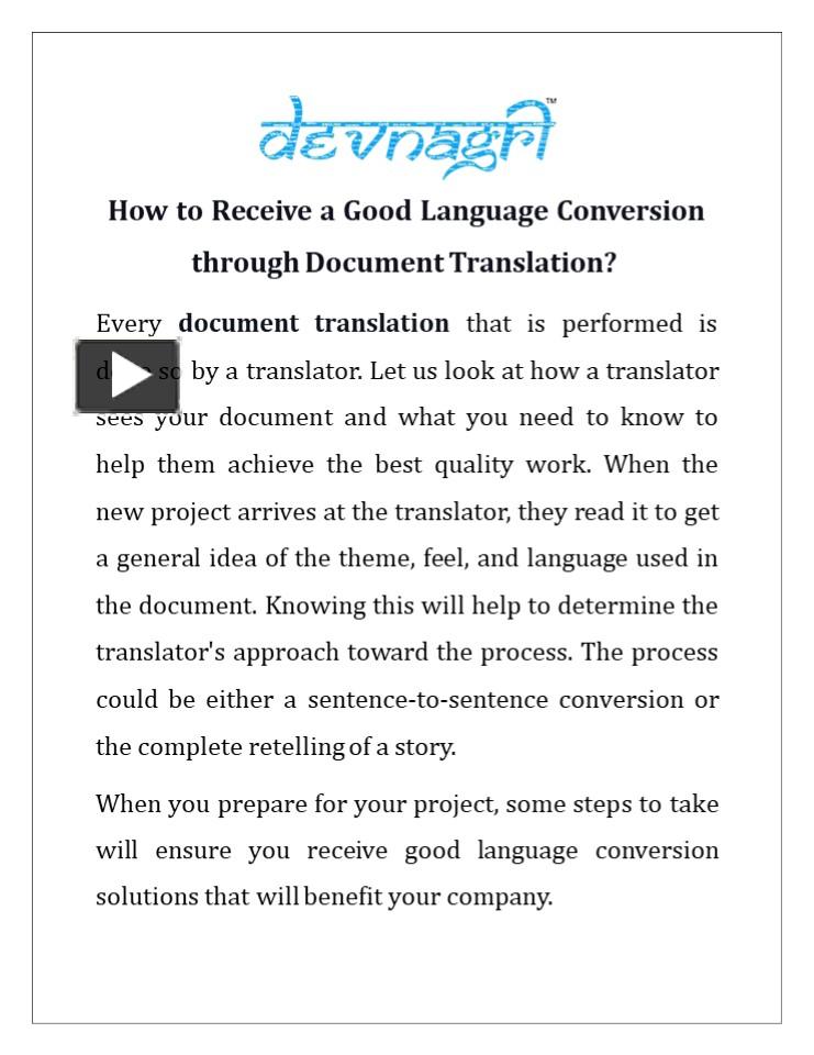 How to Receive a Good Language Conversion through Document Translation ...