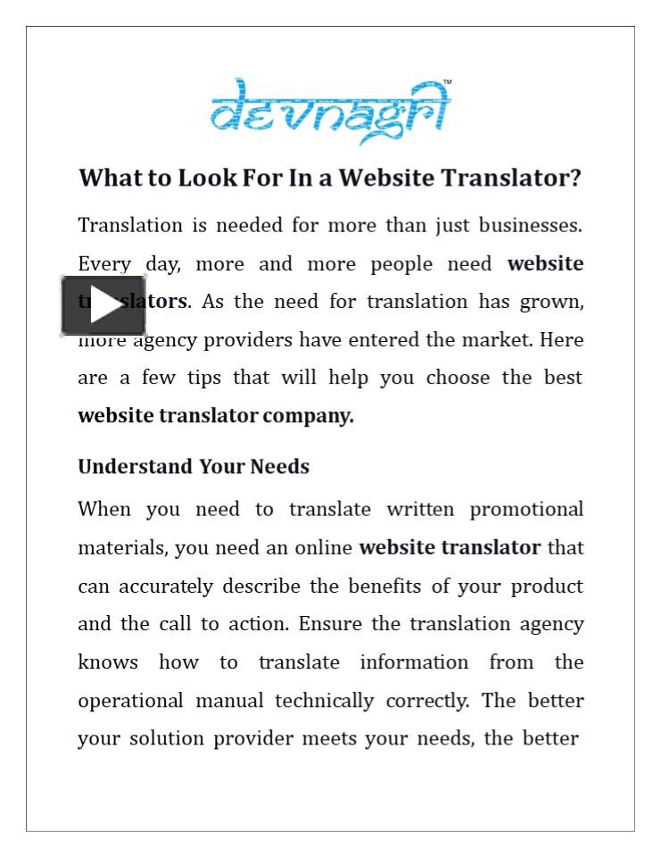 What to Look For In a Website Translator? presentation | free to download
