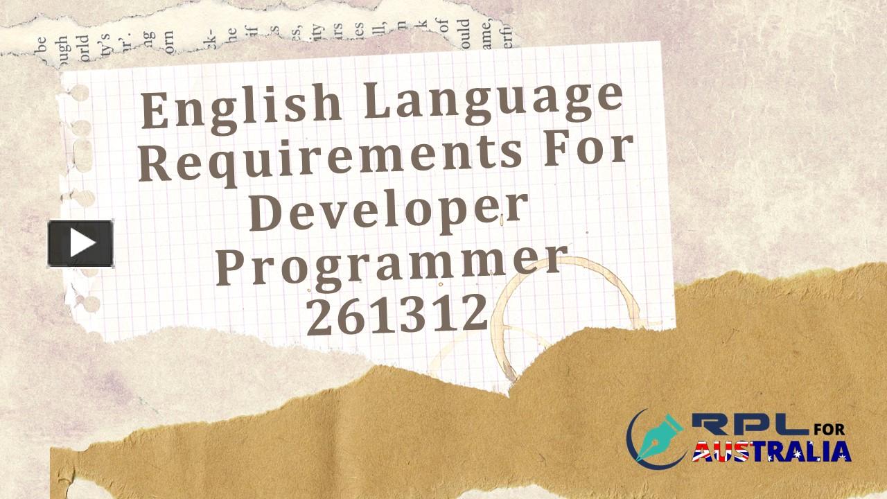 PPT – English Language Requirements For Developer Programmer 261312 ...