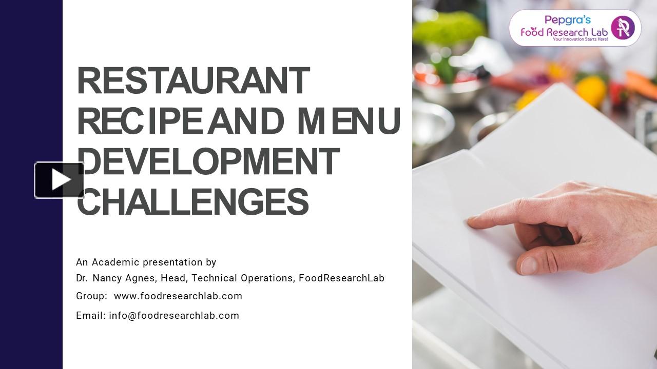 Recipe And Menu Development Challenges - FoodResearchLab presentation ...