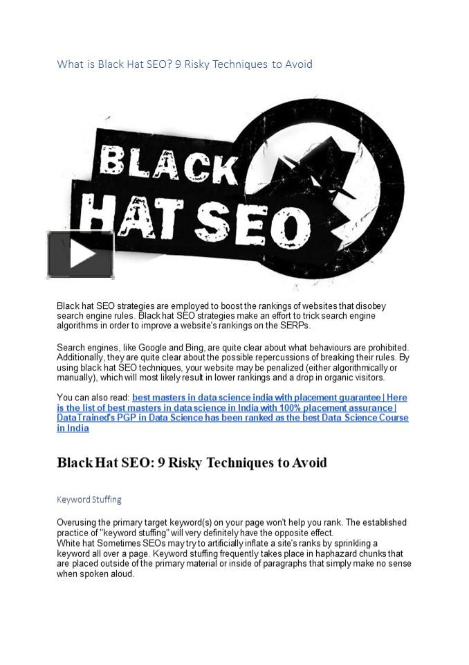 What Is Black Hat SEO? Tools, Techniques and Examples presentation ...
