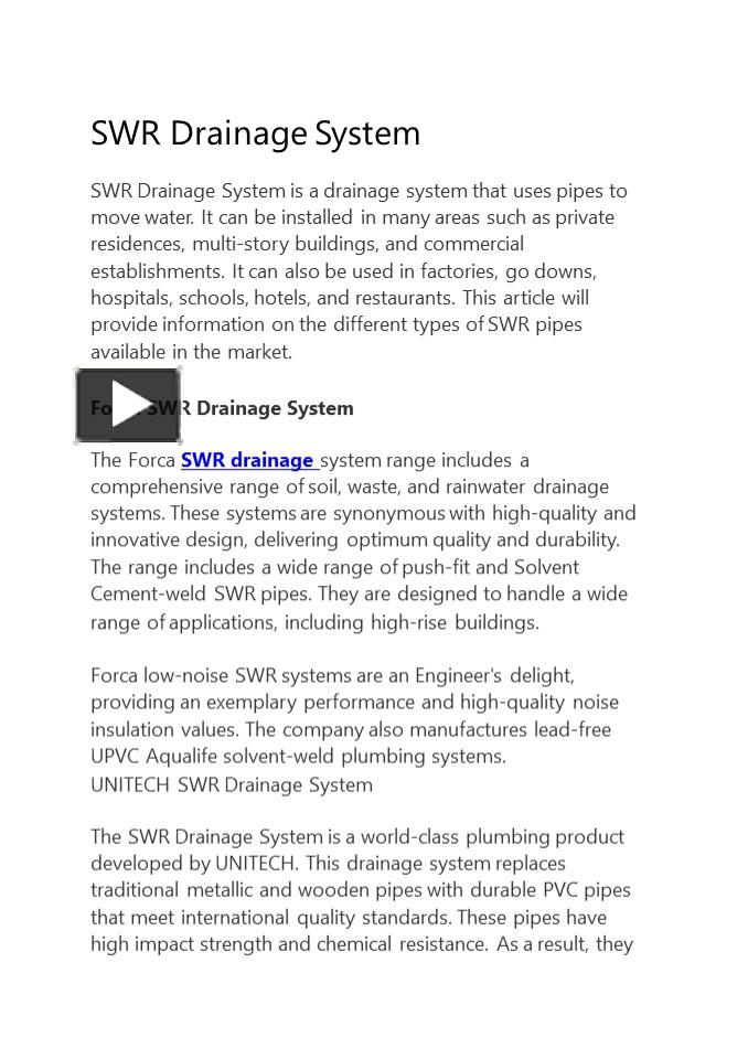 SWR Drainage System presentation | free to download