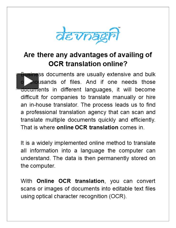 Are there any advantages of availing of OCR translation online ...