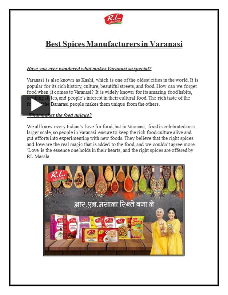 PPT – Best Spices Manufacturers in Varanasi PowerPoint presentation ...
