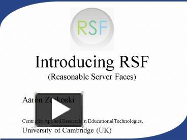 PPT – Introducing RSF Reasonable Server Faces PowerPoint presentation ...