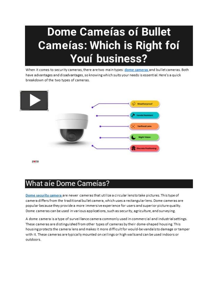Dome Security Cameras presentation | free to download