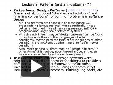 PPT – Lecture 9: Patterns and antipatterns 1 PowerPoint presentation ...