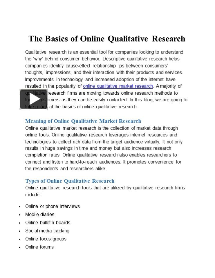 PPT – The Basics of Online Qualitative Research PowerPoint presentation ...