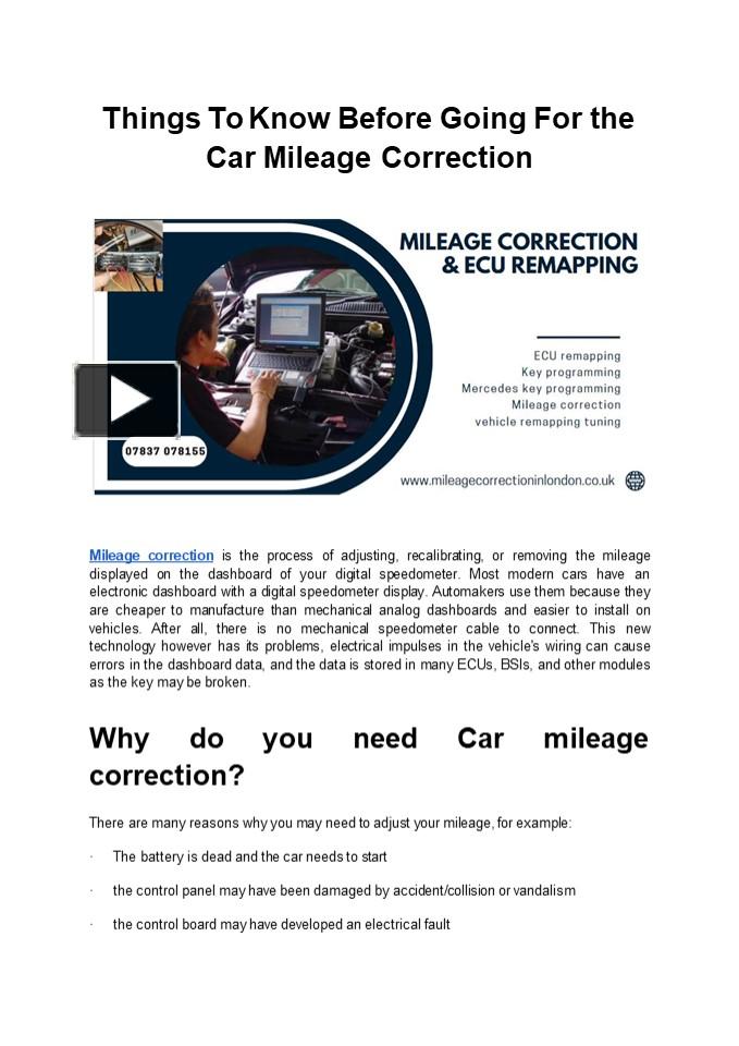 PPT – Things To Know Before Going For the Car Mileage Correction ...