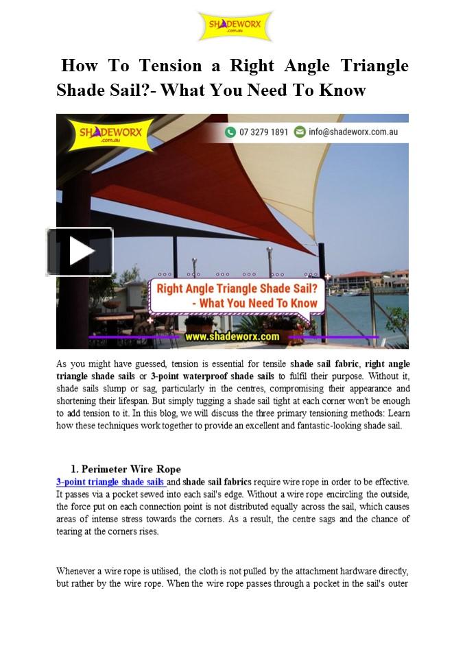 How To Tension a Right Angle Triangle Shade Sail?- What You Need To ...