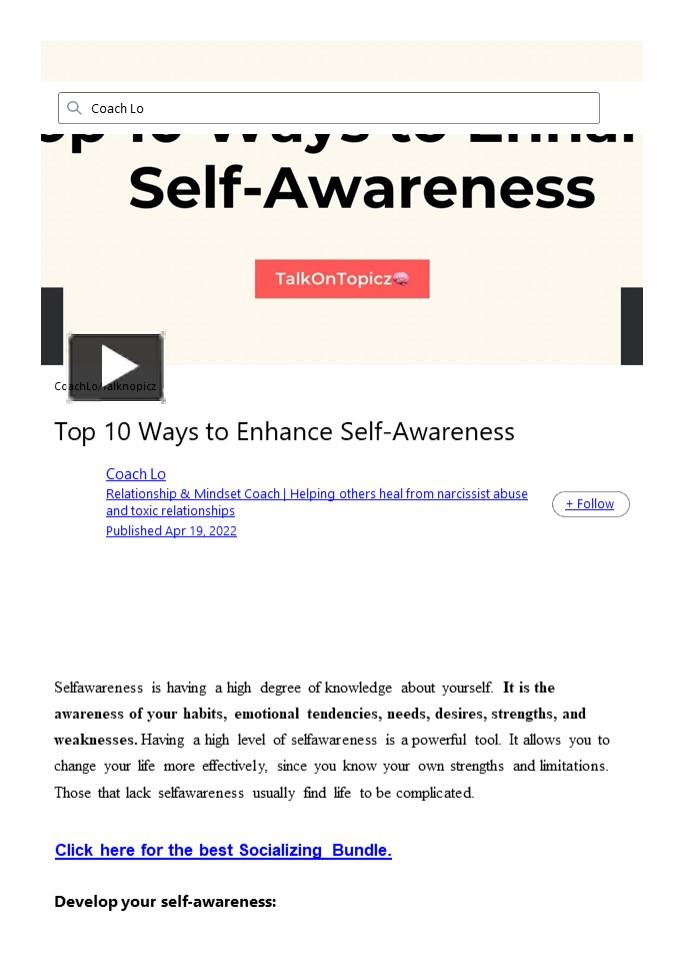 Top 10 Ways to Enhance Self‐Awareness presentation | free to download