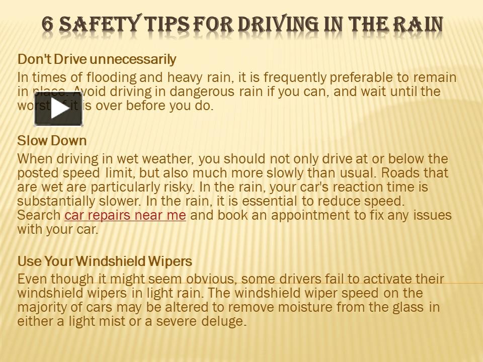 6 Safety Tips For Driving In The Rain presentation | free to download