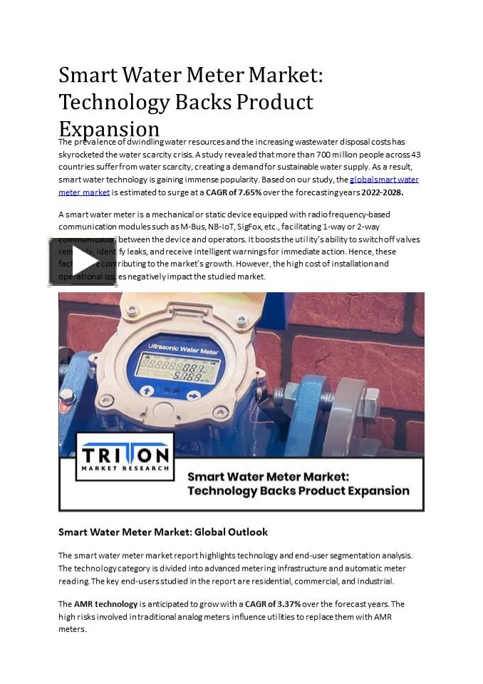 Smart Water Meter Market: Technology Backs Product Expansion ...