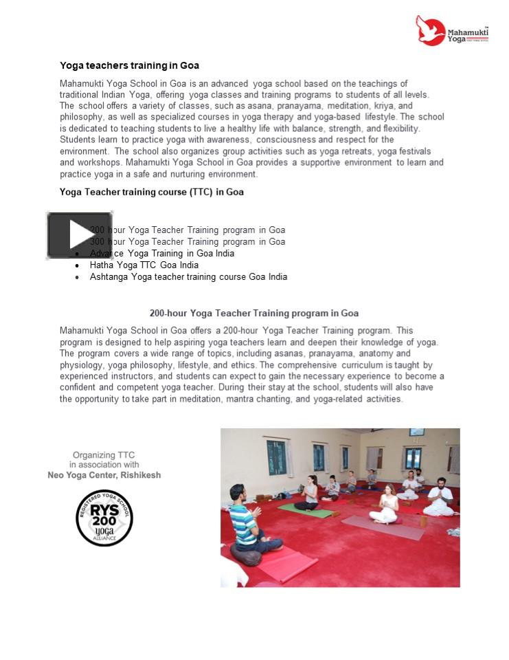 PPT – Hatha Yoga TTC Goa India PowerPoint presentation | free to ...