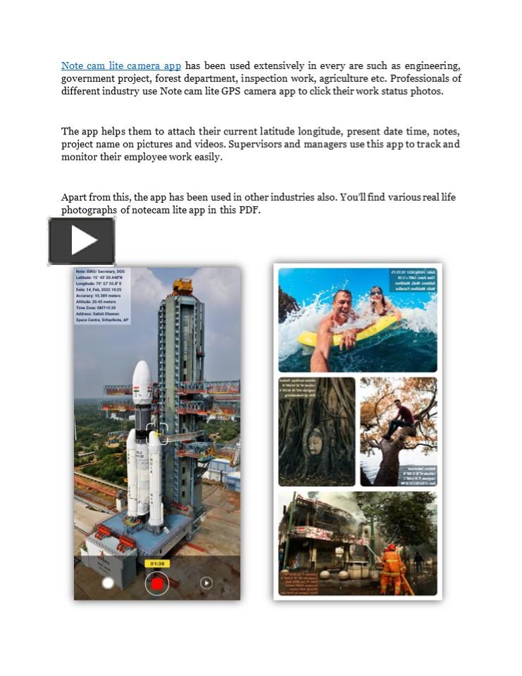 Notecam Camera Lite GPS camera for Work presentation | free to download