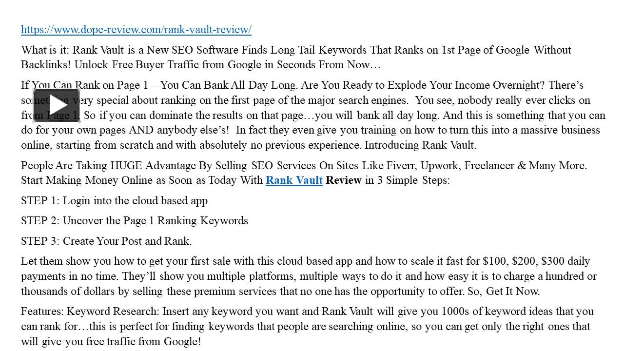 PPT – Rank Vault Review PowerPoint presentation | free to download - id ...